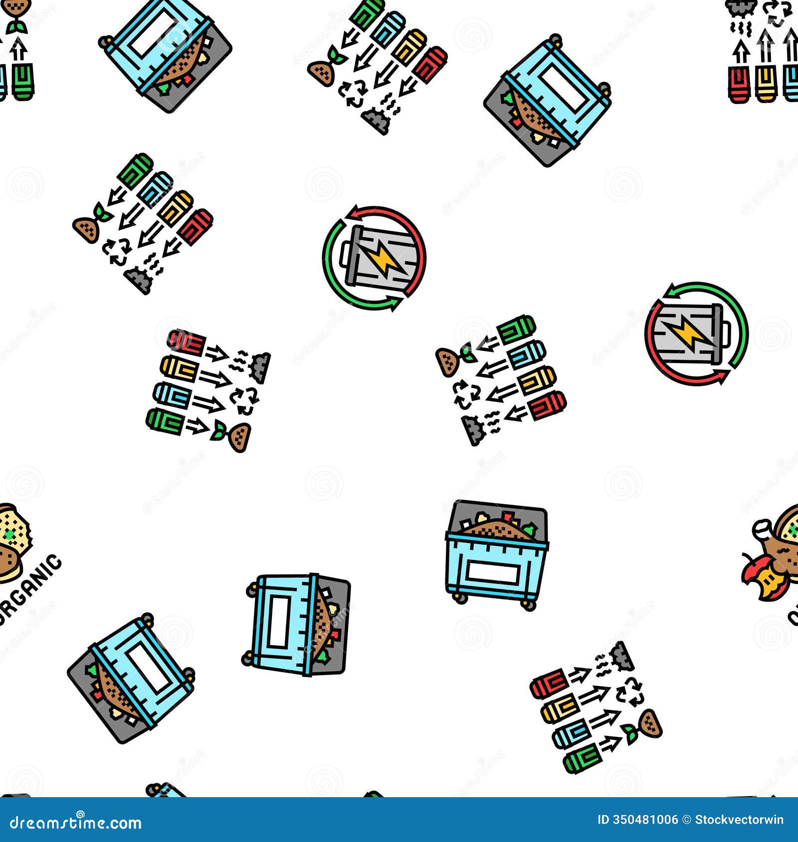 Waste Sorting Garbage Plastic Seamless Pattern Vector Stock Illustration - Illustration of ...