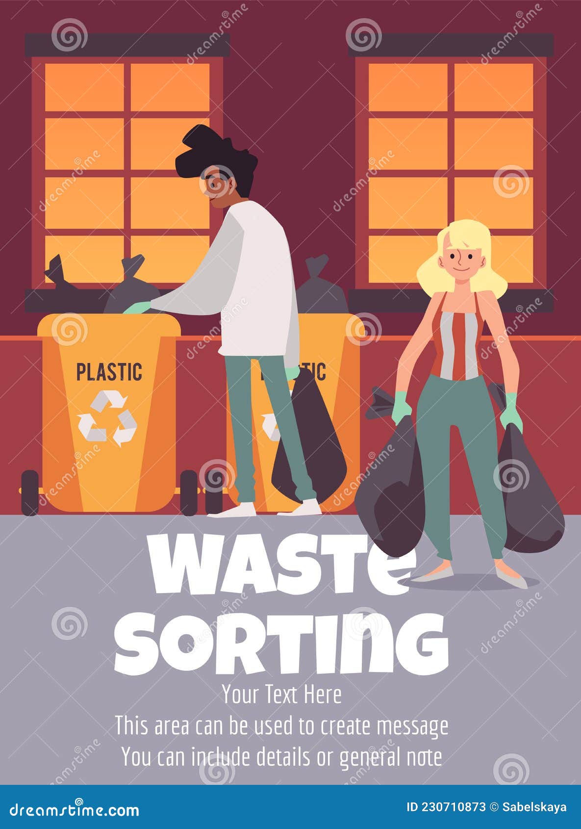 Waste Sorting and Garbage Utilization Banner Layout Flat Vector ...