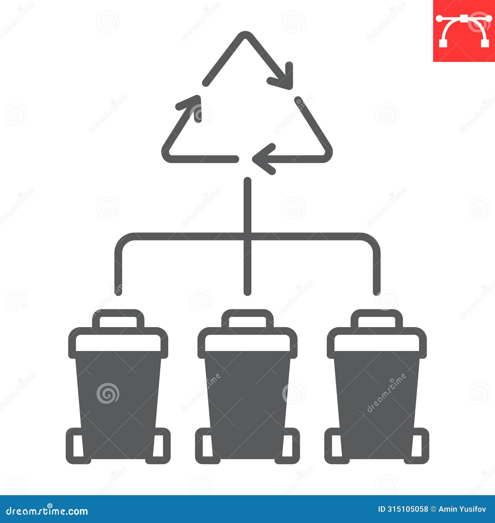 Waste Sorting Vector, In Line Design. Waste, Sorting, Recycling, Bins ...