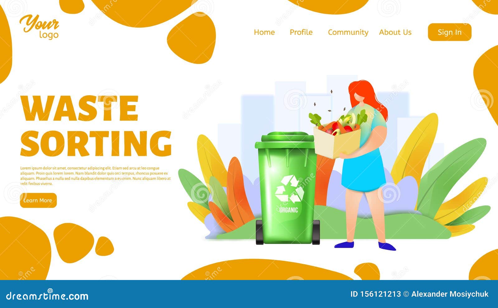Waste Sorting Landing Page Template. Woman Separating Organic Wastes ... Waste Sorting Landing Page Template. Woman Separating Organic Wastes ...