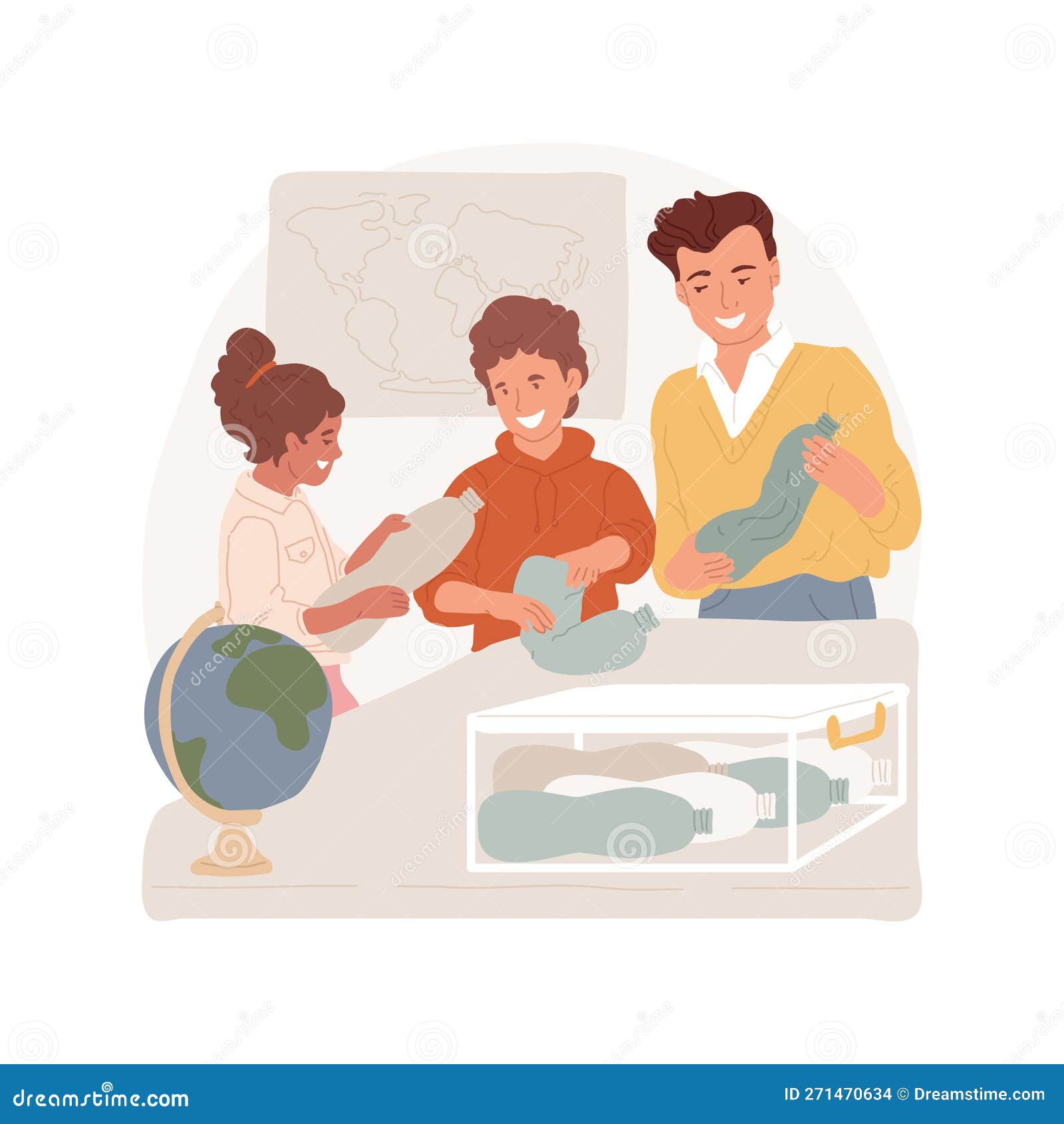 Waste Sorting Lesson Isolated Cartoon Vector Illustration. Stock ...