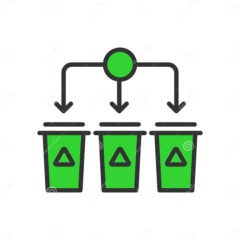 Waste Sorting, in Line Design, Green. Waste, Sorting, Garbage ...