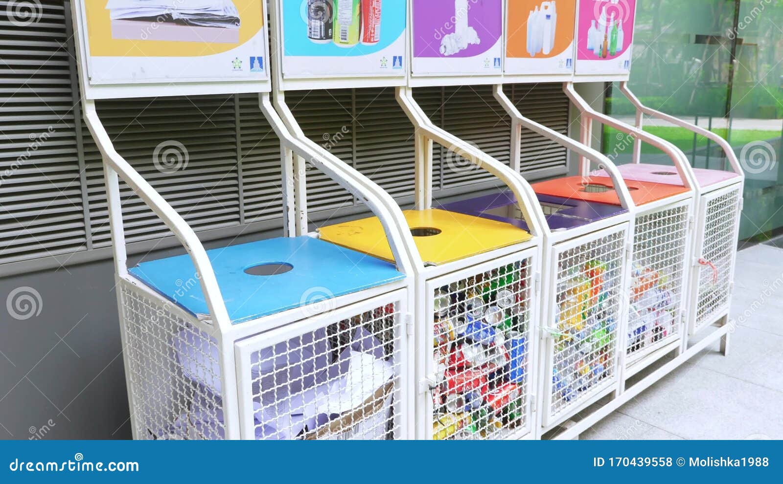 Paper, Metal, Plastic and Glass Sorted in Garbage Bins in Bangkok ...