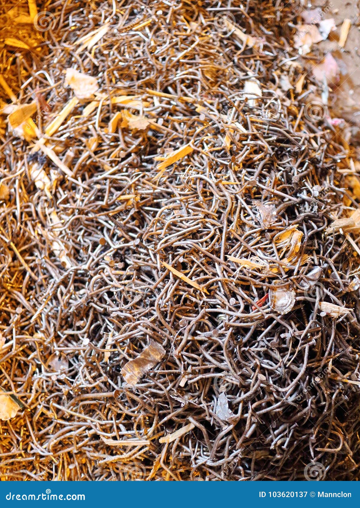 Waste sorting, metal nails stock image. Image of industry - 103620137