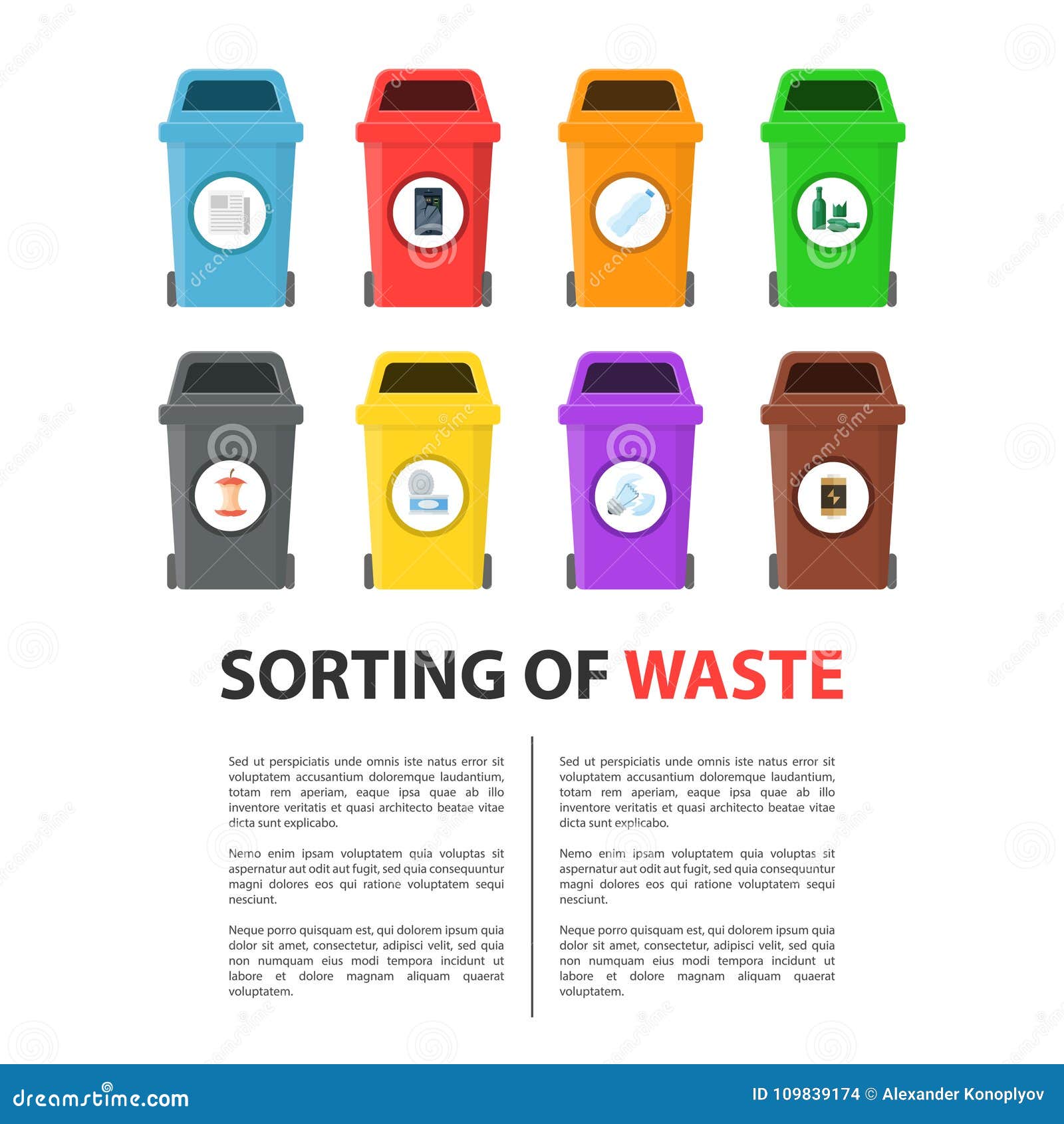 Waste sorting mockup stock vector. Illustration of icon - 109839174