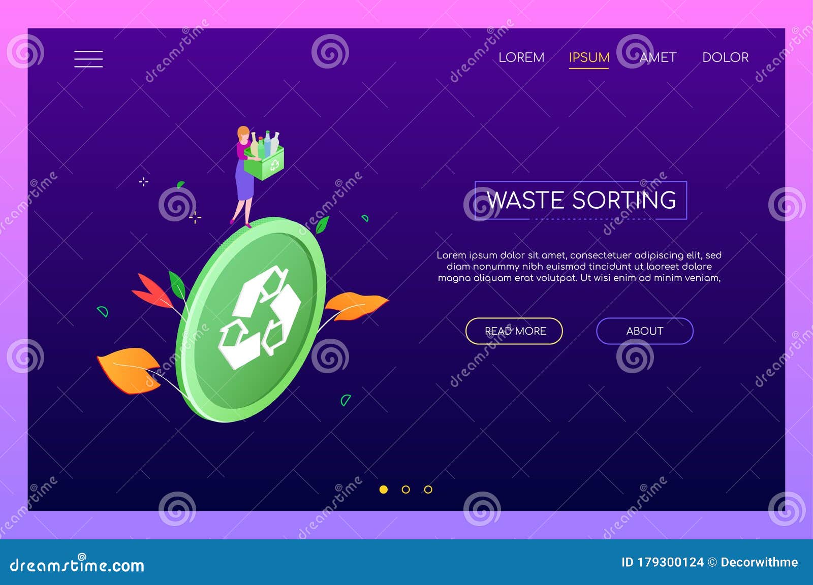 Waste Sorting - Modern Colorful Isometric Vector Web Banner Stock ...