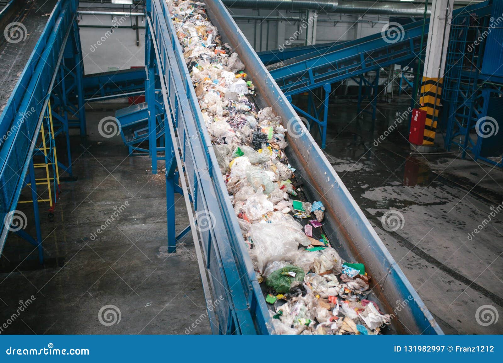 Waste Sorting Plant. Conveyor on Which Waste is Moving. Stock Image ...