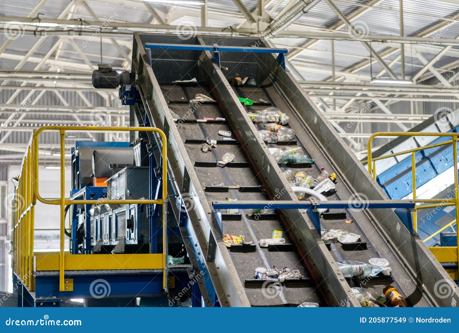 Waste Sorting Plant Conveyors Filled with Various Household Waste ...