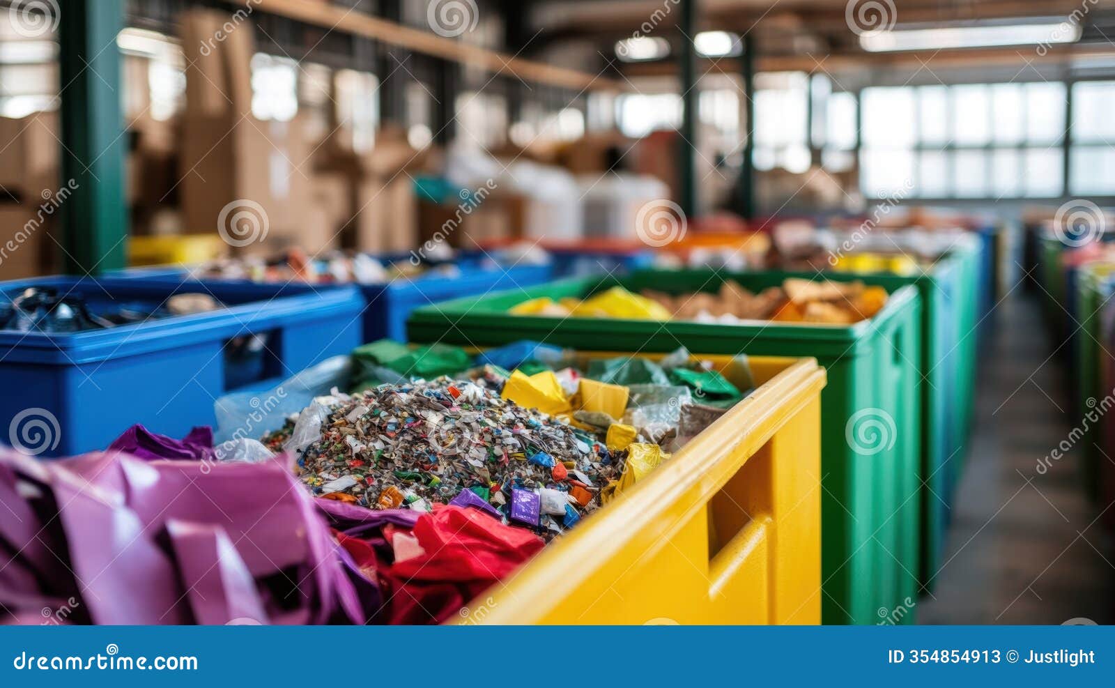 Waste Sorting Plant Workers Separating Various Garbage Materials into ...