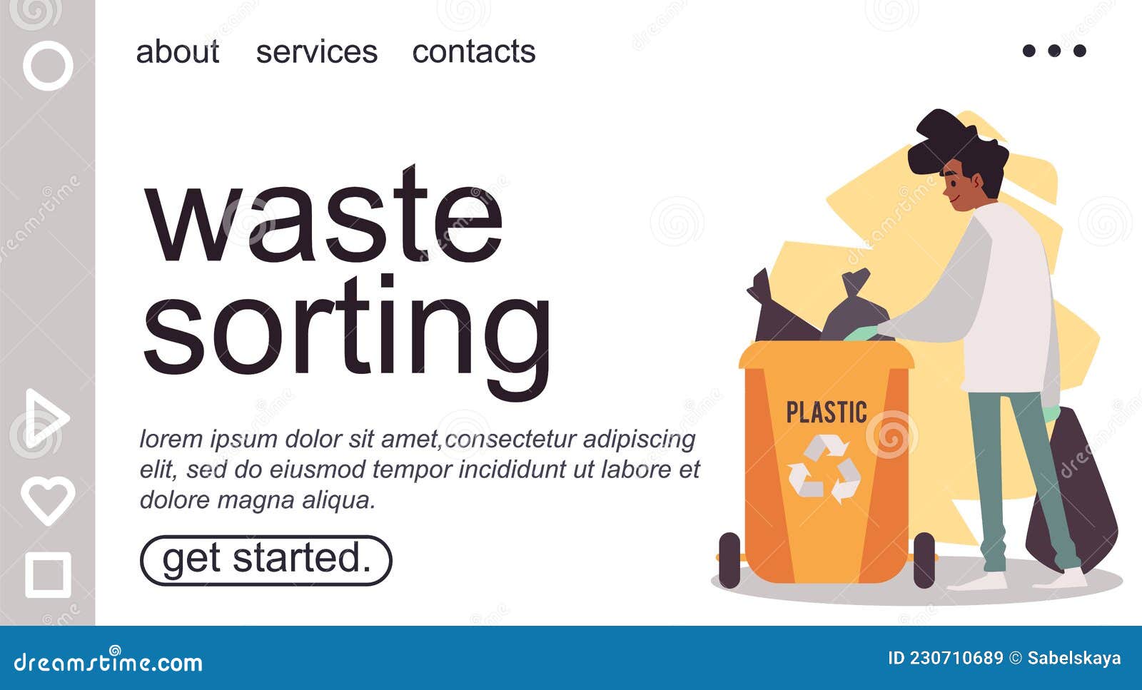Waste Sorting and Plastic Recycling Website Banner Flat Vector ...