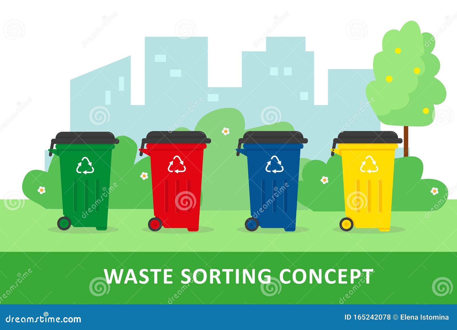 Waste Sorting and Recycling Concept. Stock Vector - Illustration of ...