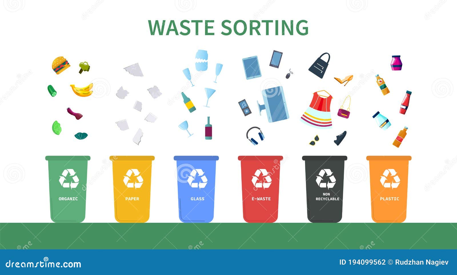 Waste Sorting a Recycling Concept Stock Vector - Illustration of ...