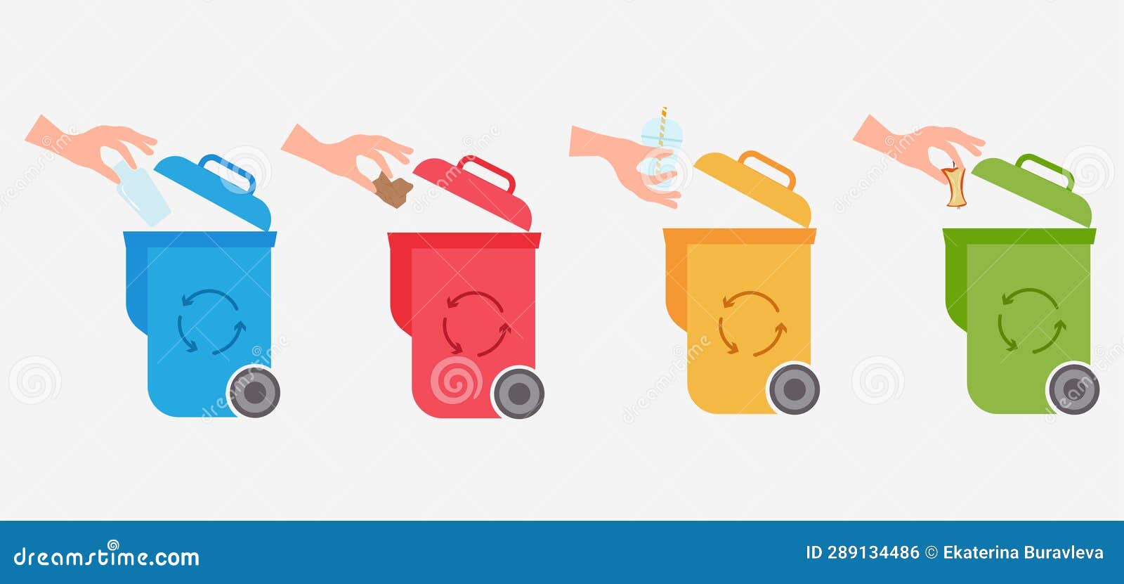 Waste Sorting and Separation Icons Set .vector Collection Stock Vector ...