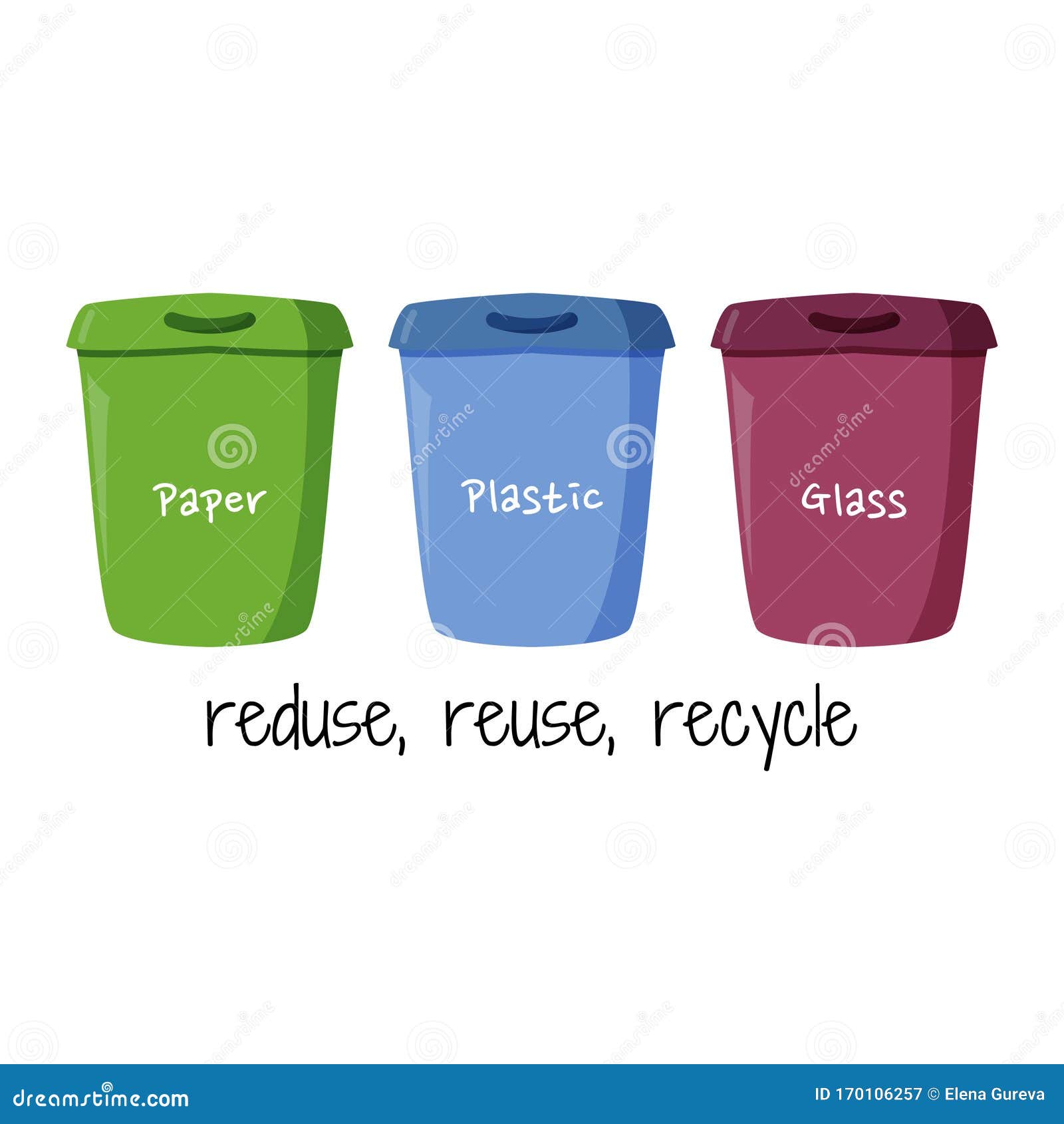 Separation Of Waste On Garbage Cans For Recycling. Multicolored Baskets ...
