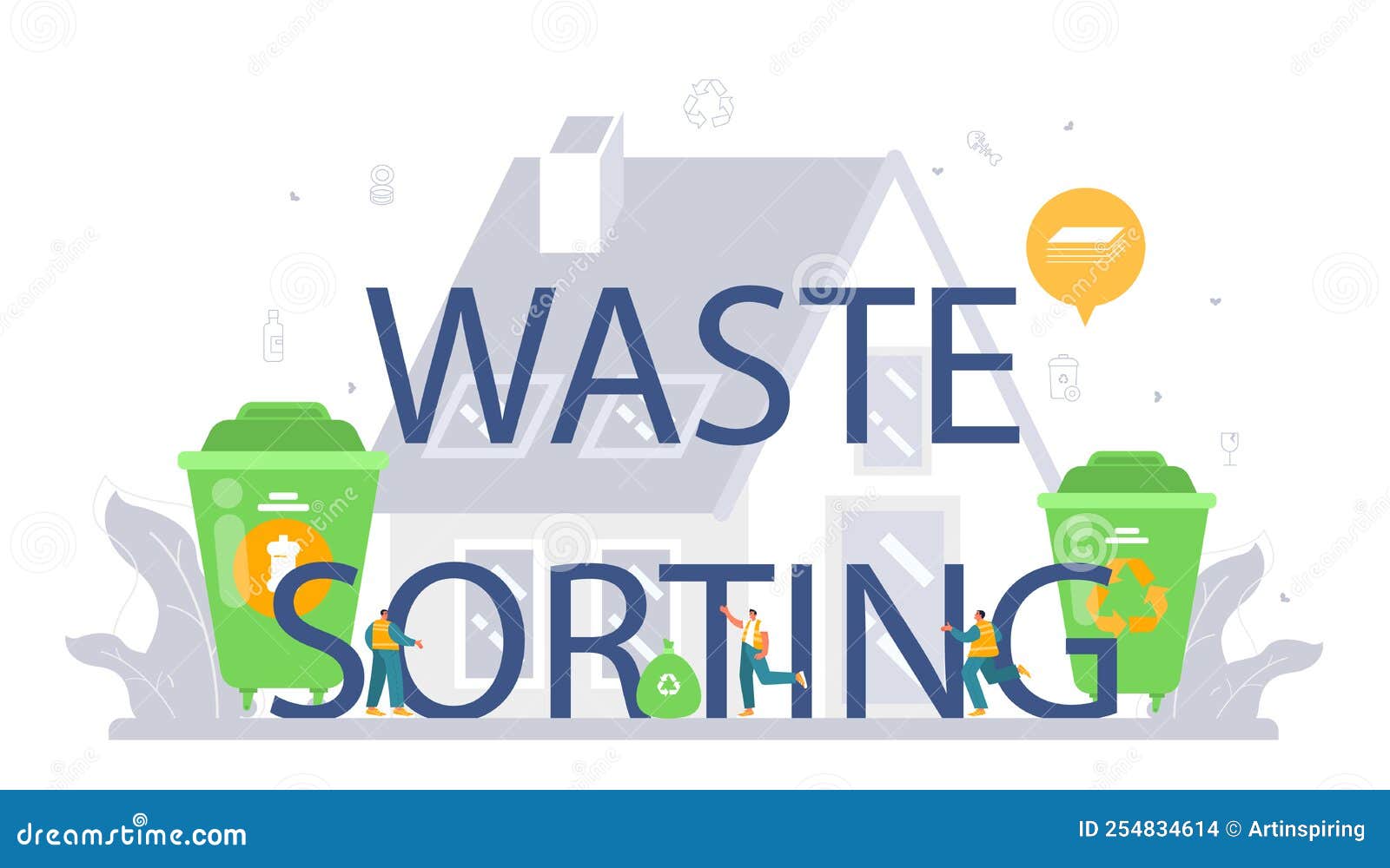 Waste Sorting Typographic Header. Janitor Worker Cleaning Street Stock ...