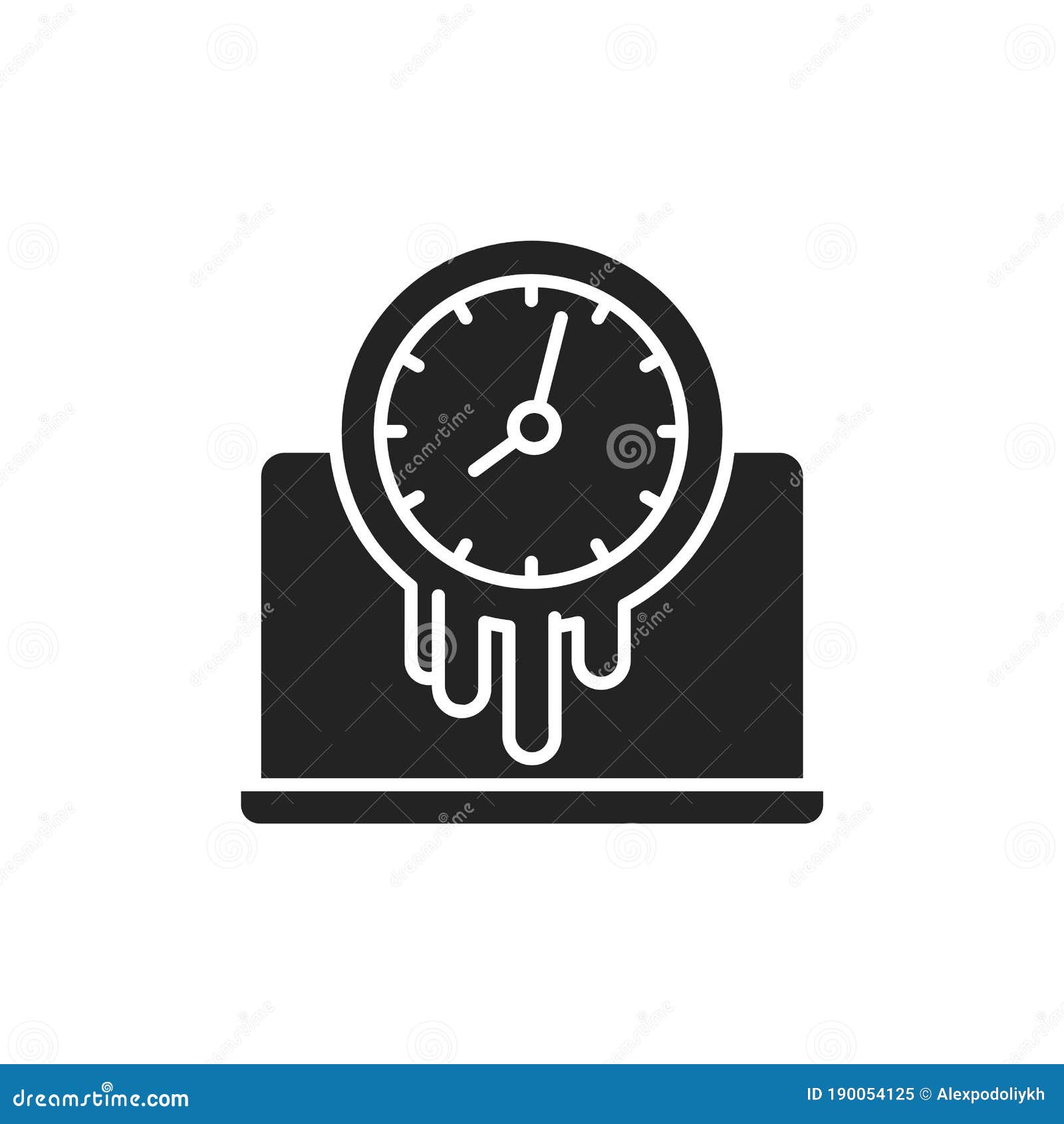 Waste Time Black Glyph Icon. Time Spent Near Computer Concept. Sign for ...