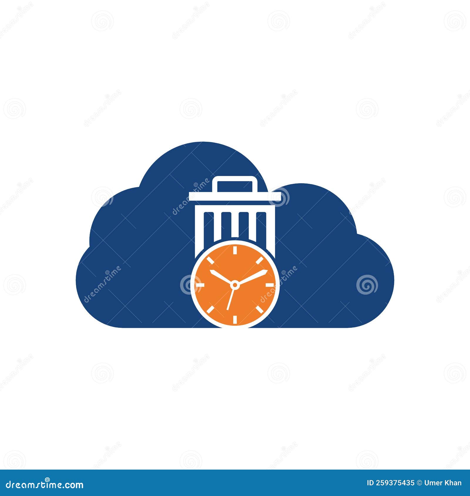 Waste Time Cloud Shape Concept Vector Logo Template. Stock Vector ...