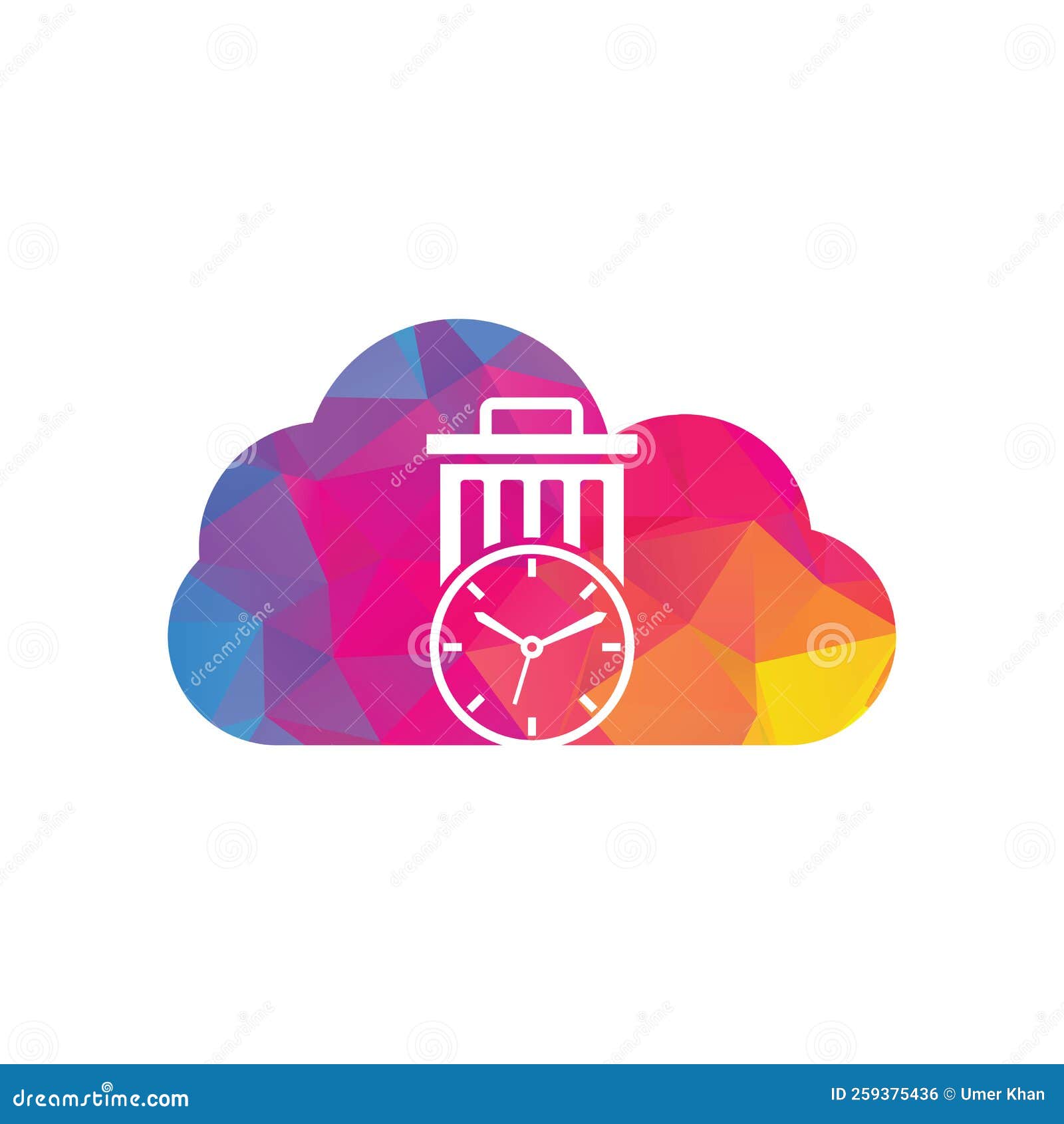 Waste Time Cloud Shape Concept Vector Logo Template. Stock Vector ...
