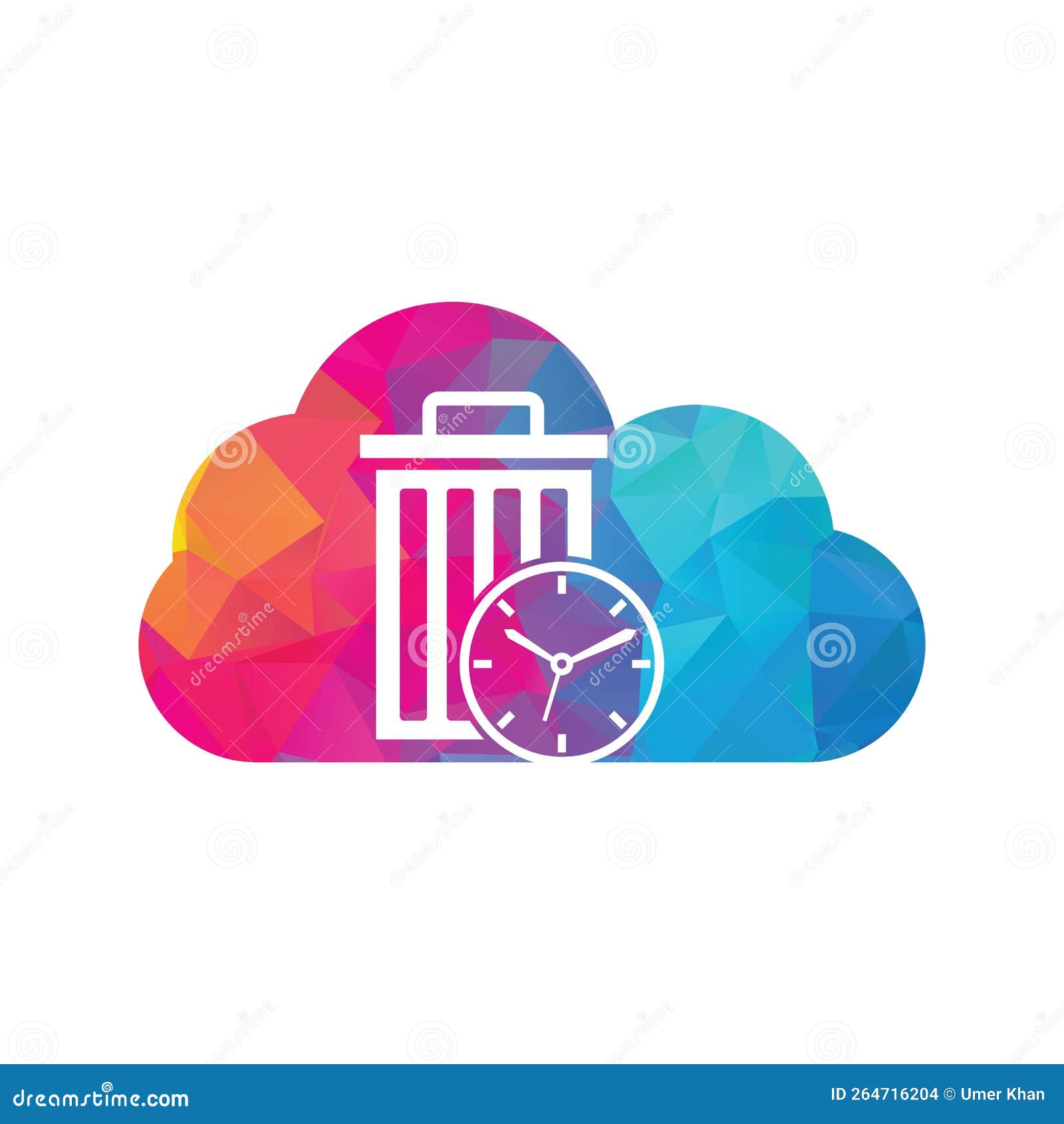 Waste Time Cloud Shape Concept Vector Logo Template. Stock Vector ...