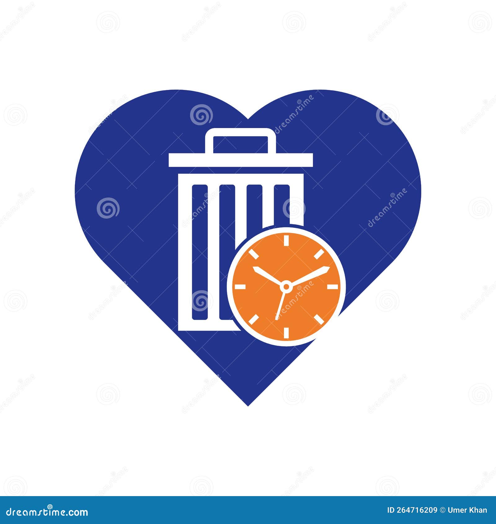 Waste Time Heart Shape Concept Vector Logo Template. Stock Vector ...
