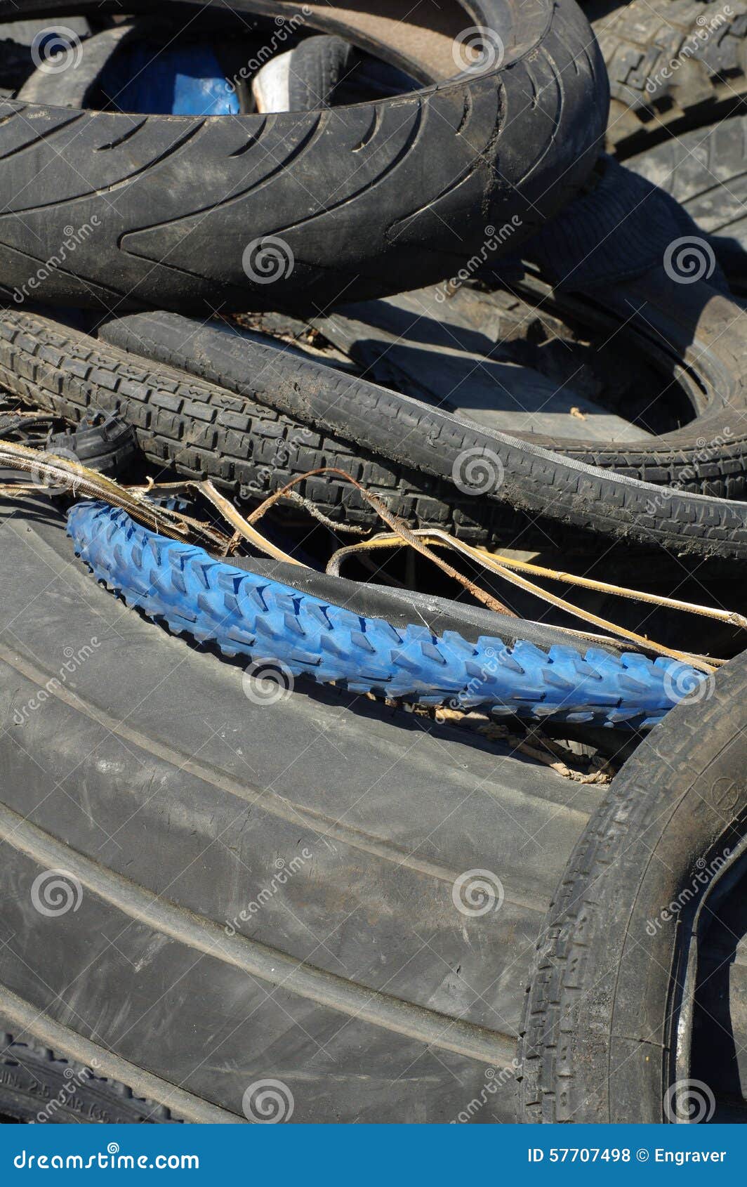 Waste Tires And Tyres At Landfill For Recycling. Regenerated Tire ...