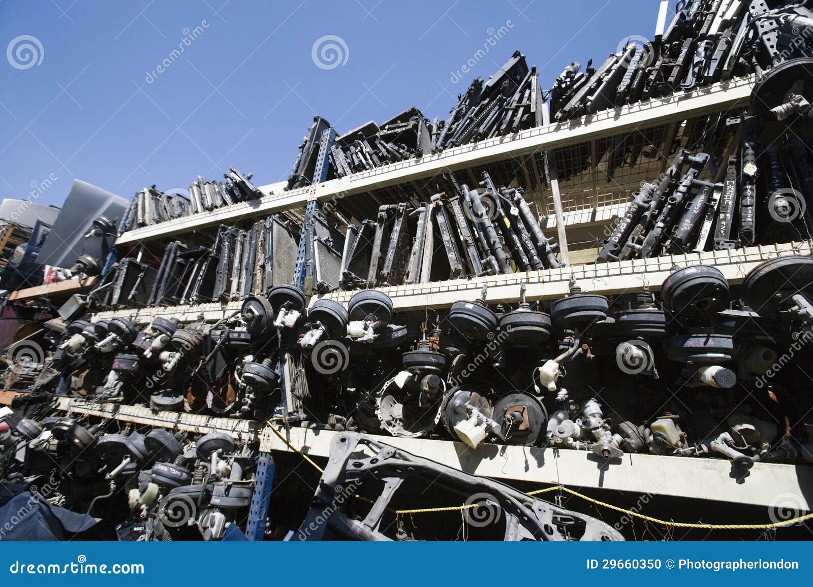 Waste Vehicle Parts on Rack Stock Photo - Image of wreckage, damage ...