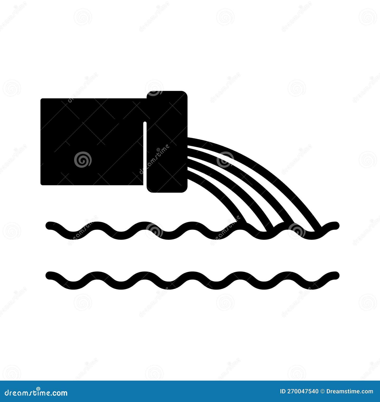 Waste Water Flowing Liquid into the River from the Pipe Icon Isolated ...