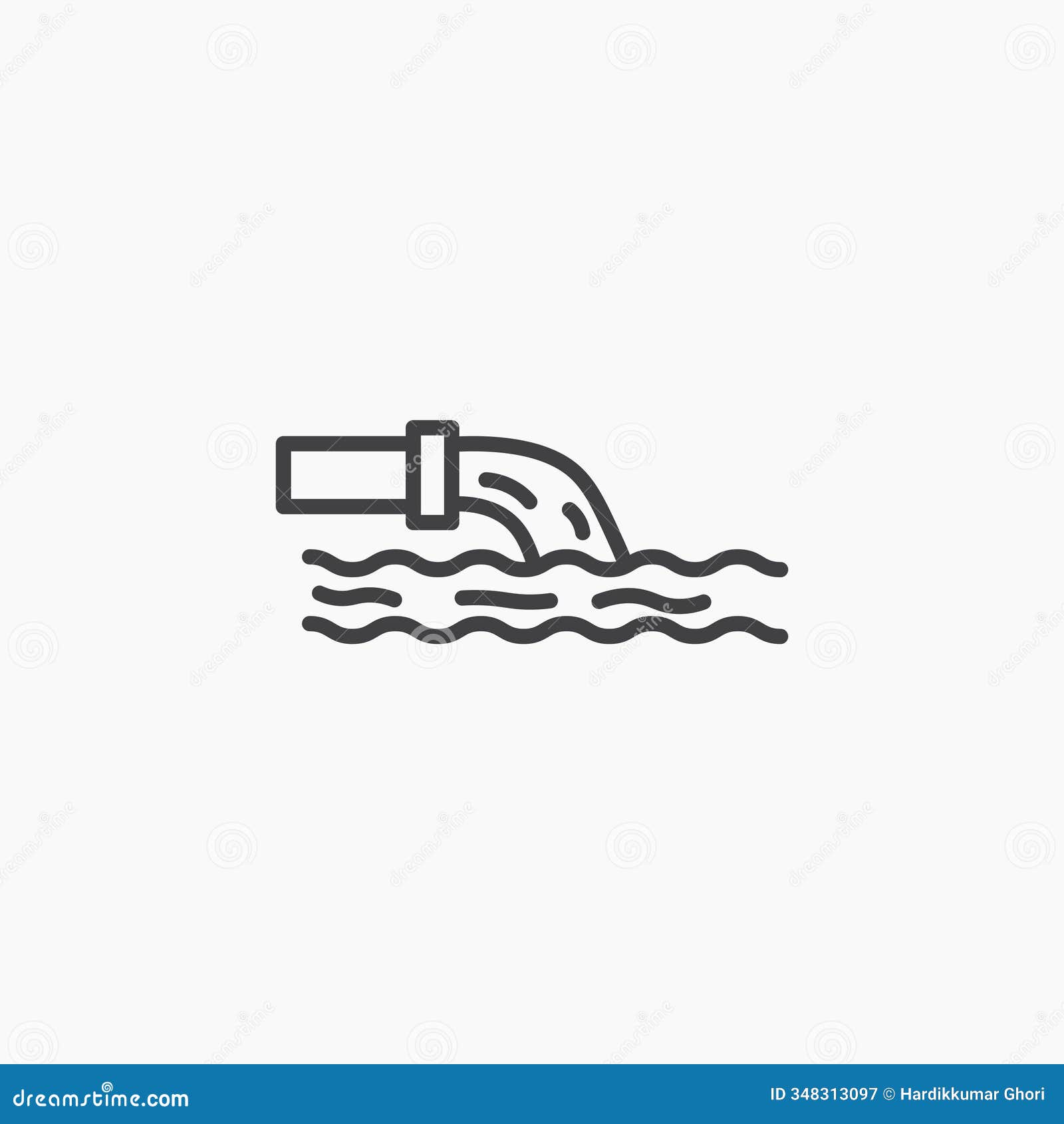 Waste Water Pipe Flow Down The River Waves. Water Pollution Utility And ...