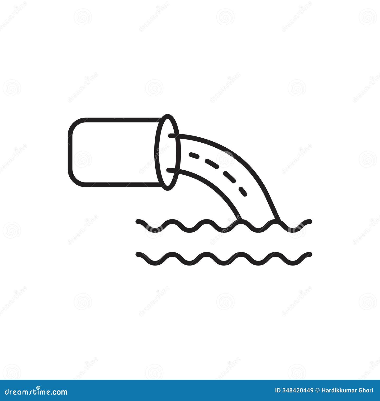 Waste Water Pipe Flow Down The River Waves. Water Pollution Utility And ...