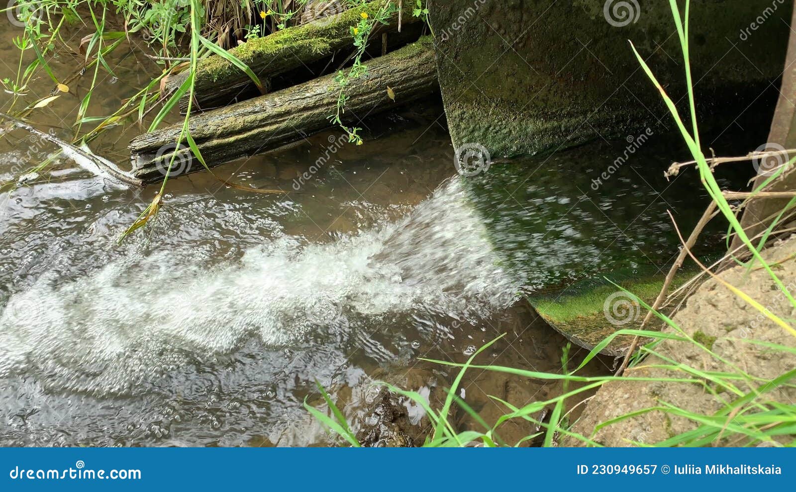 Waste Water,mud Flows from the Pipe into the River,environmental ...