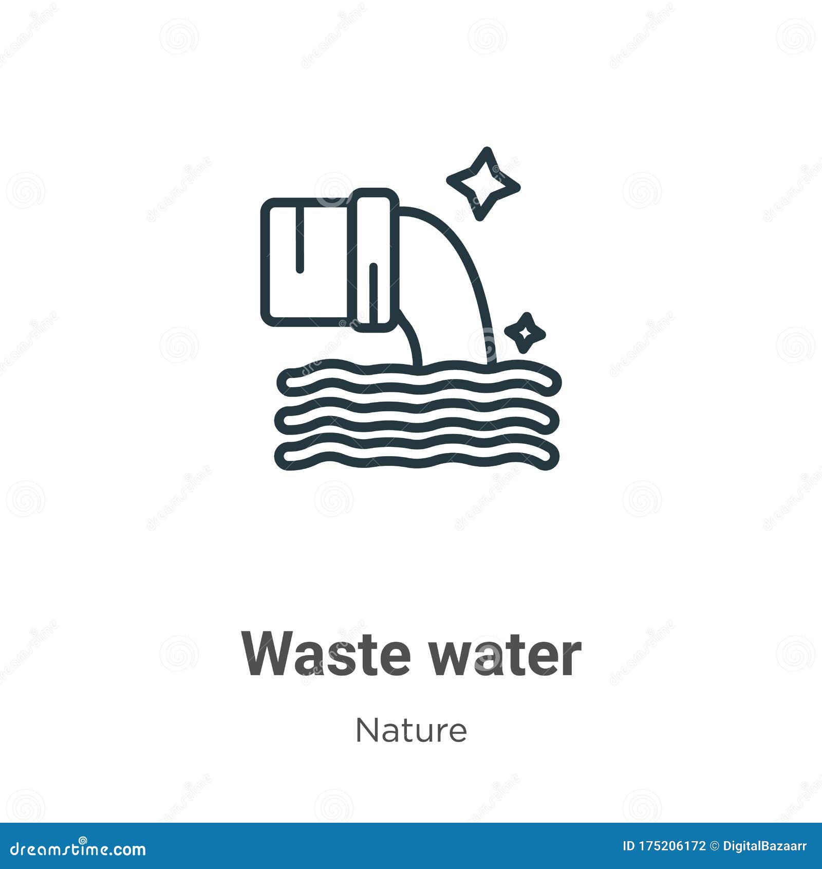 Waste Water Outline Vector Icon. Thin Line Black Waste Water Icon, Flat ...