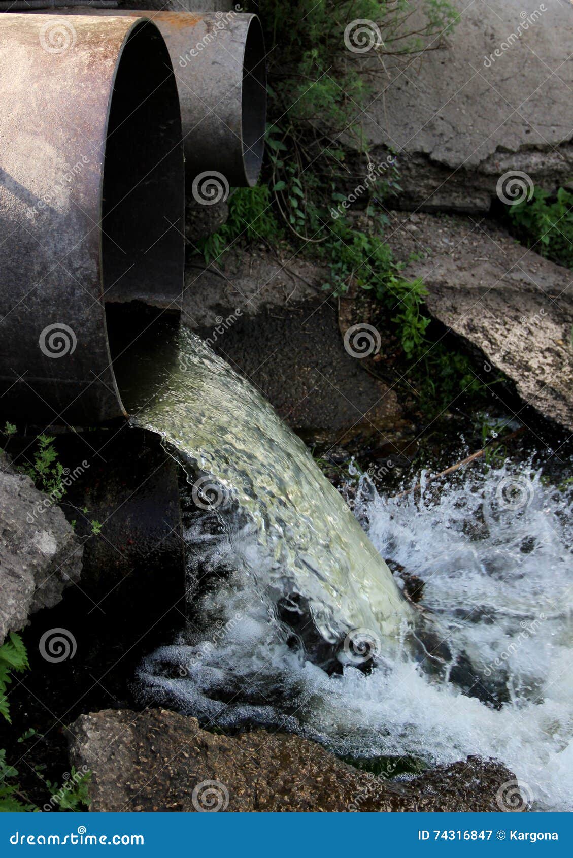 Waste Water Runs from the Pipe Stock Image - Image of nature, liquid ...