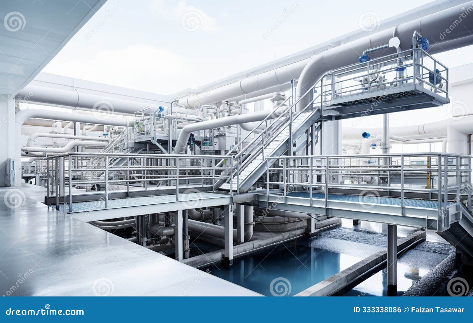 Waste Water Treatment Plant White Water Jet -Generative Ai Stock ...