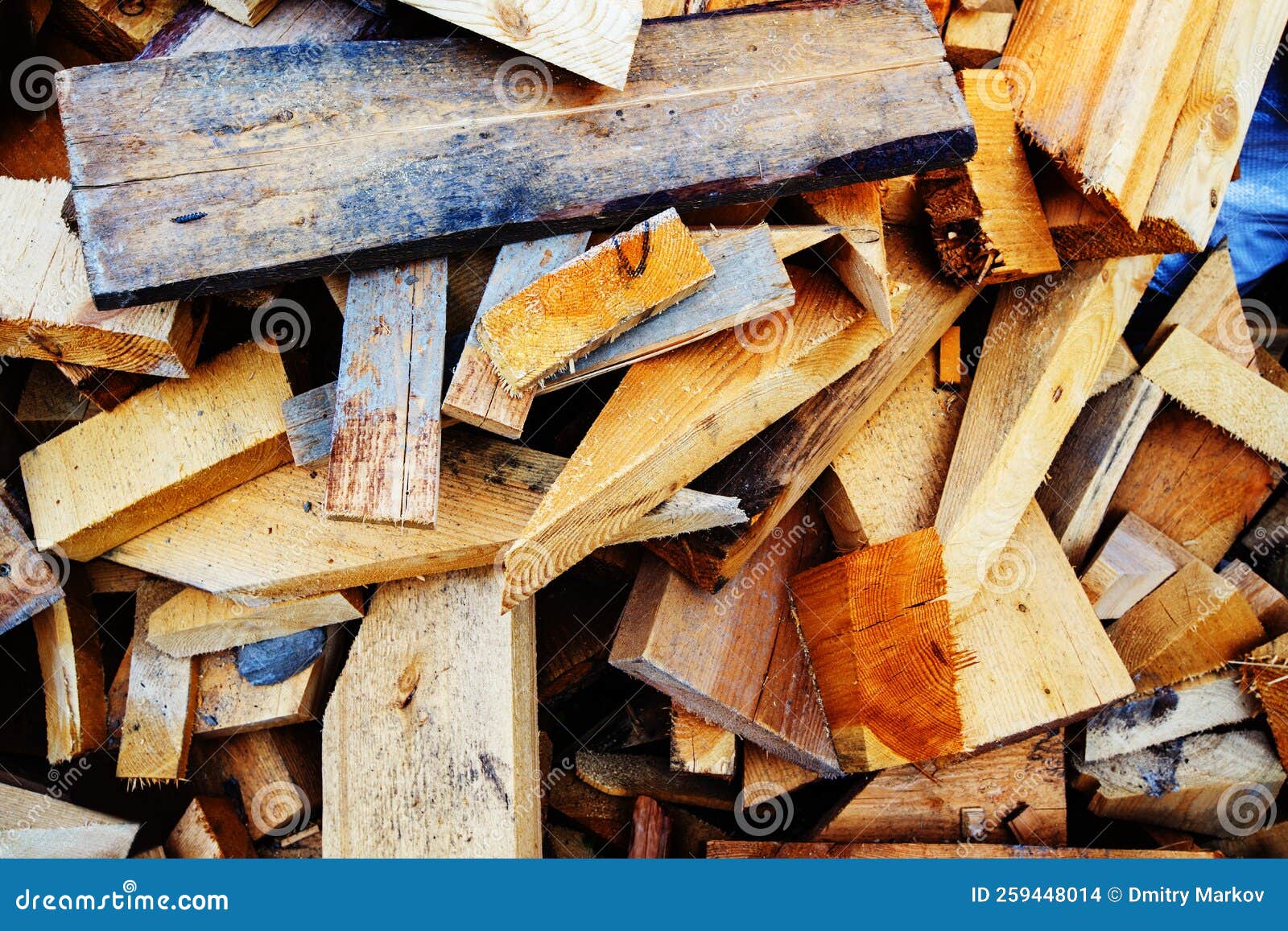 Waste Wood after Sawing Construction Materials. Close-up Stock Photo ...