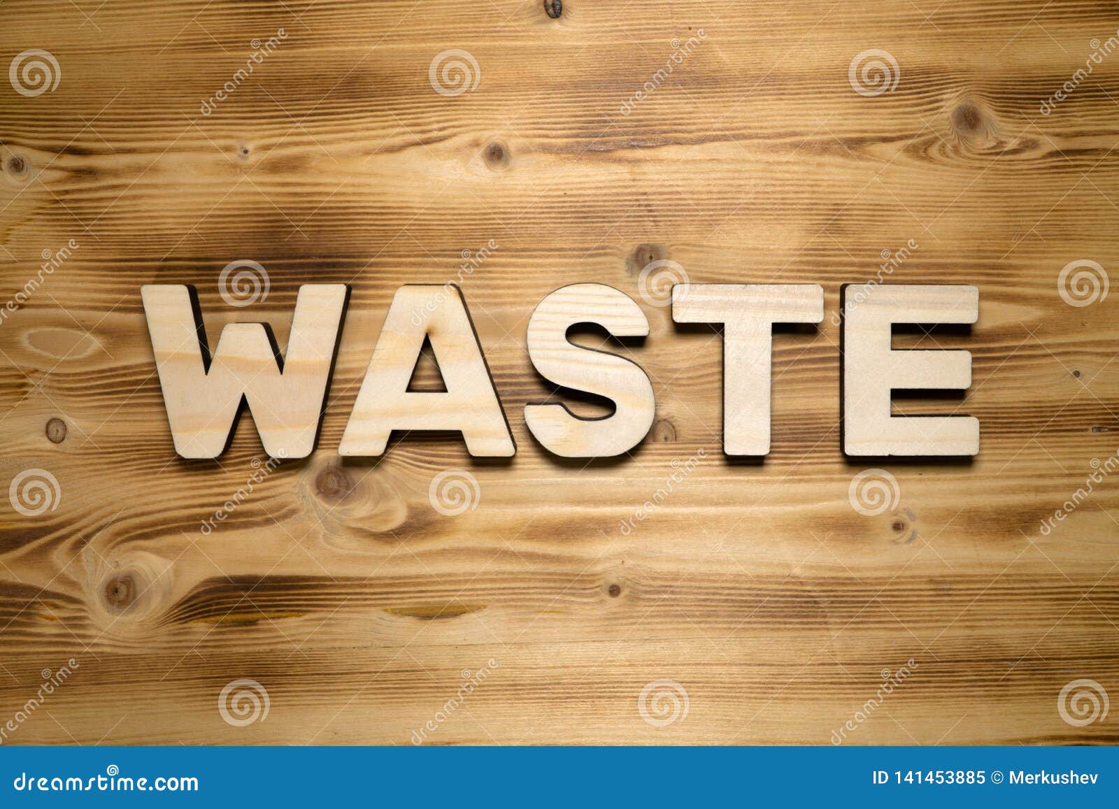 WASTE Word Made of Wooden Letters on Wooden Board Stock Image - Image ...