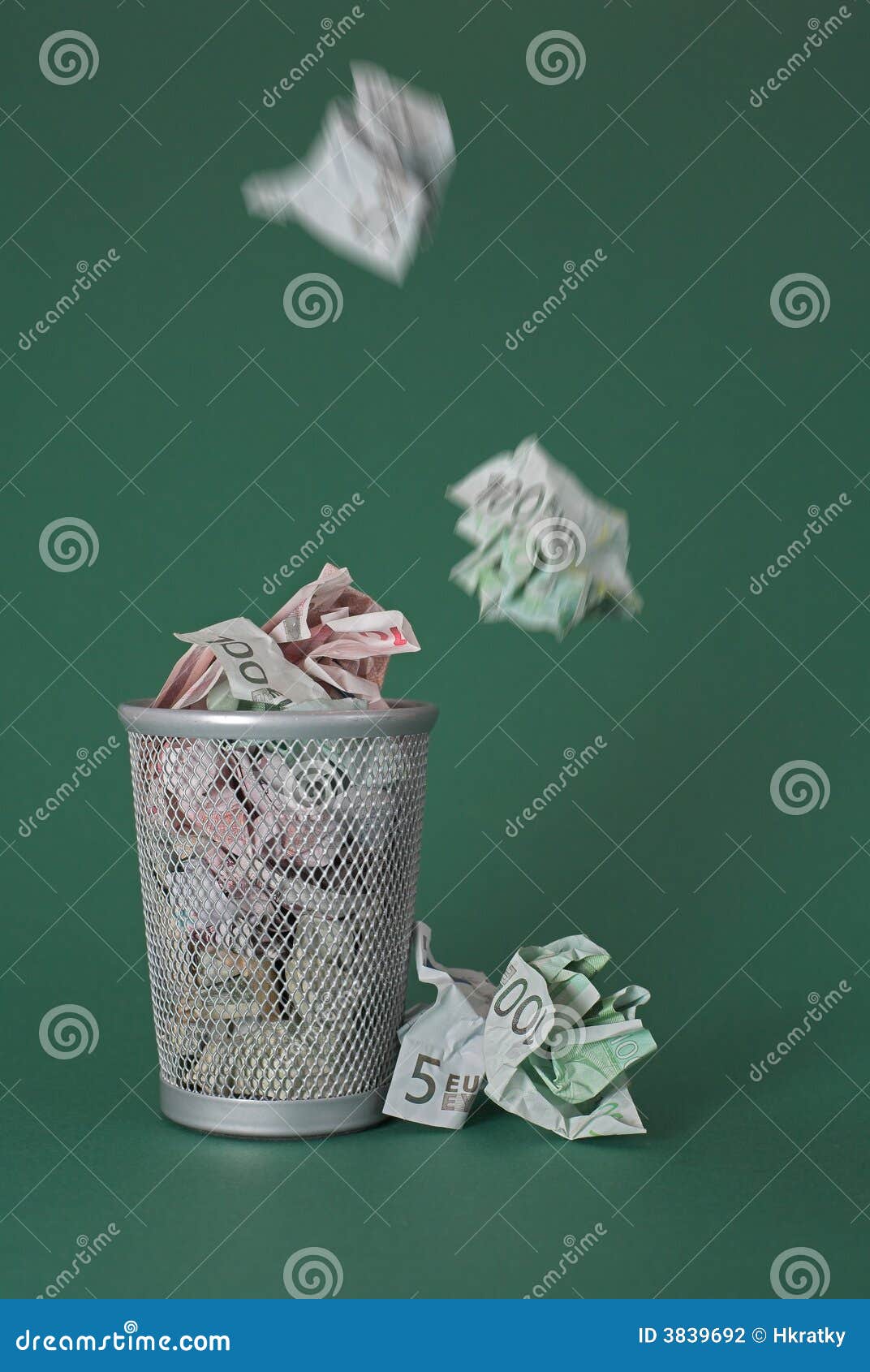Wasted money - Euro bills stock photo. Image of basket - 3839692