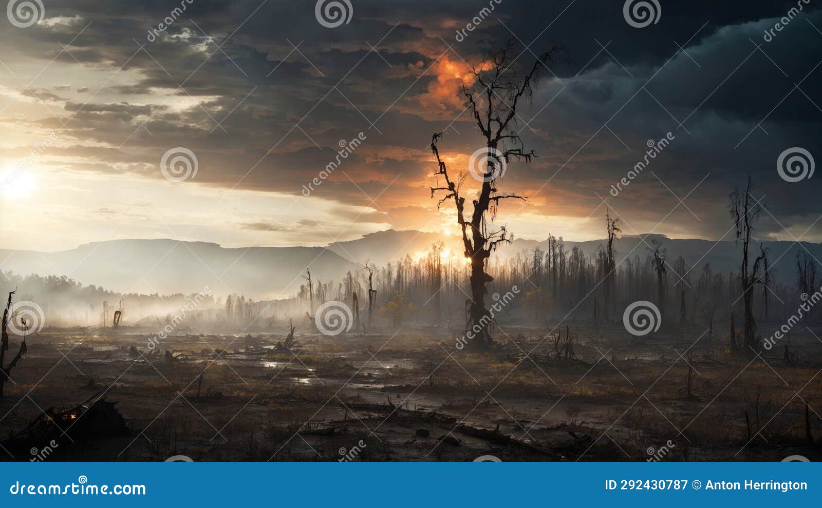 Aftermath Of Doom: Atomic Devastation And Ominous Skies Stock ...