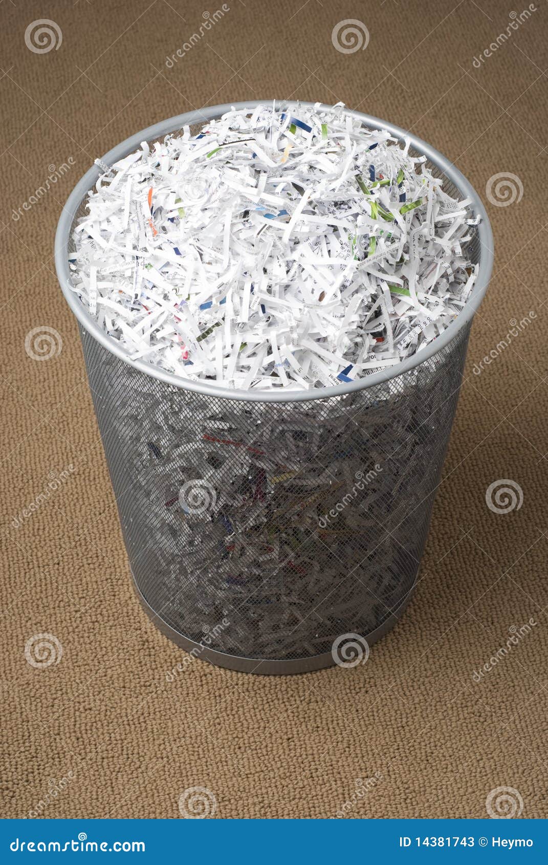 Wastepaper Basket Filled with Shredded Paper Stock Image - Image of ...