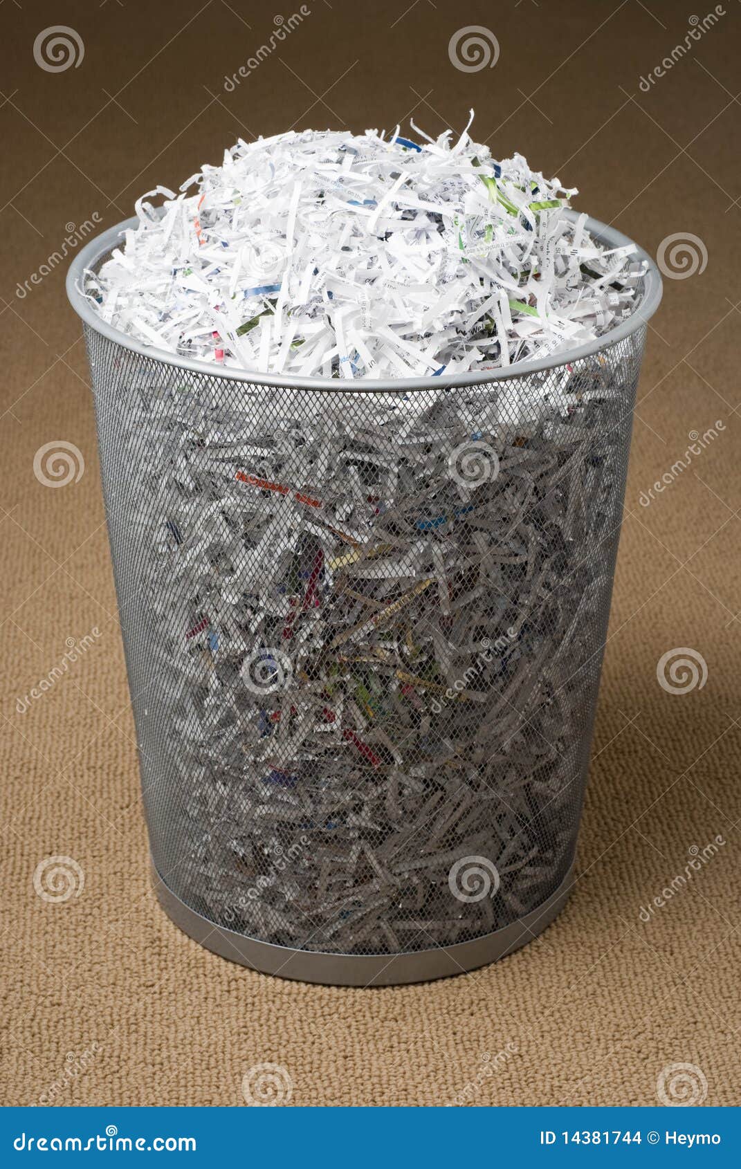 Wastepaper Basket Filled with Shredded Paper Stock Photo - Image of ...