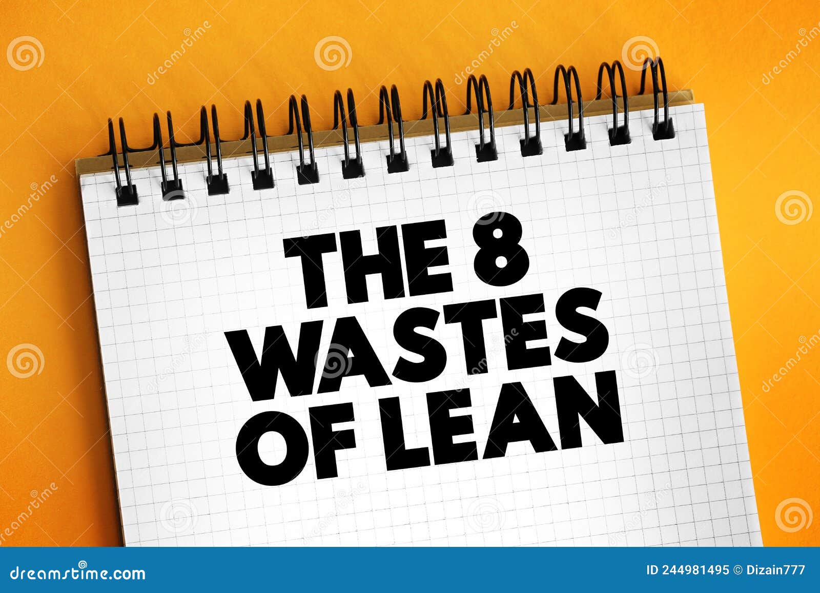 The 8 Wastes of Lean Text Concept on Notepad for Presentations and ...