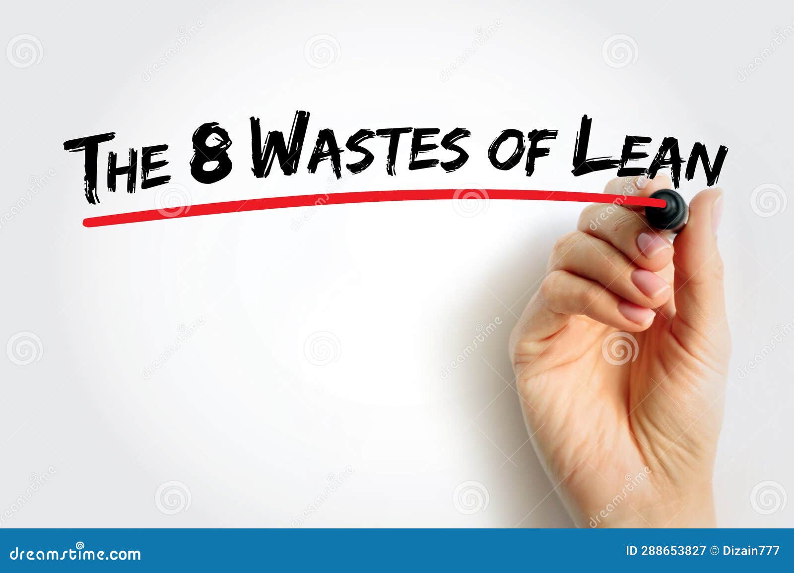The 8 Wastes of Lean Text Concept for Presentations and Reports Stock ...