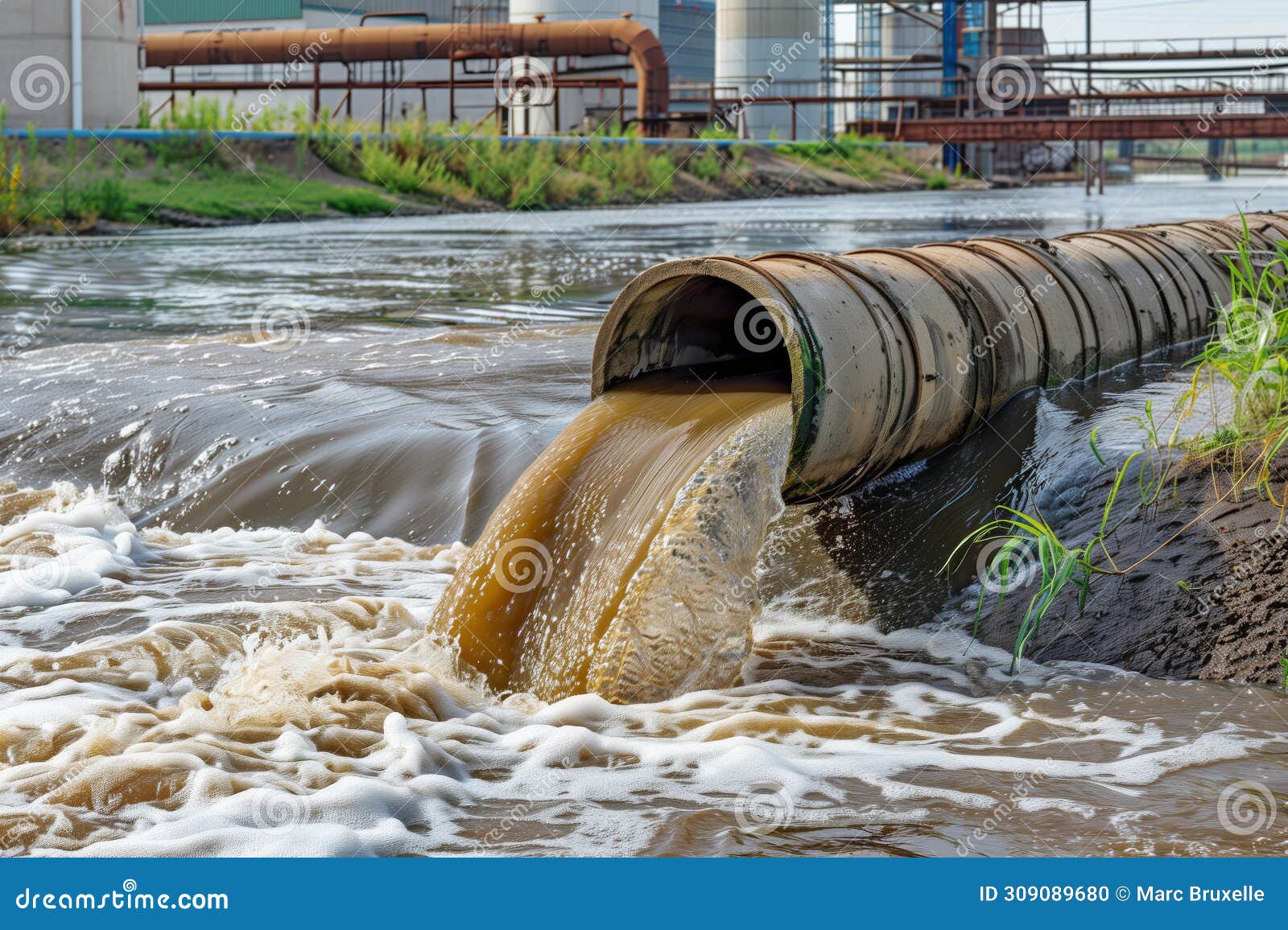 Wastewater Discharge Pipe into the River - AI Generated Stock ...