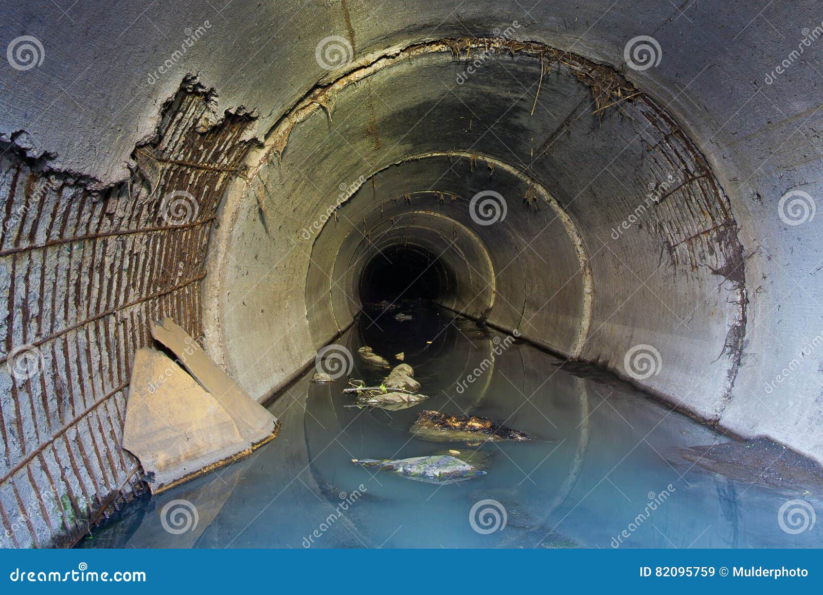 Wastewater from the Factory, Flowing through the Sewer Pipe Stock Image ...