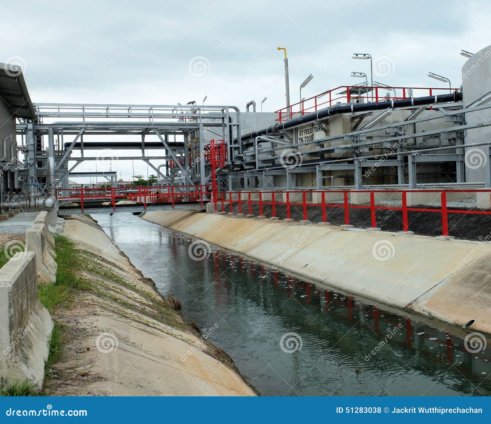 Wastewater Treatment System in Refinery at Dawn Editorial Stock Photo ...