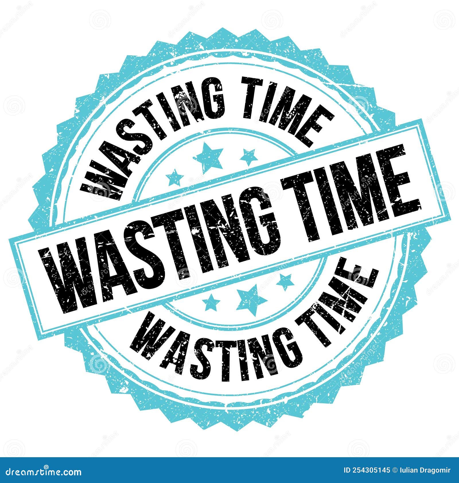 WASTING TIME Text on Blue-black Round Stamp Sign Stock Illustration ...