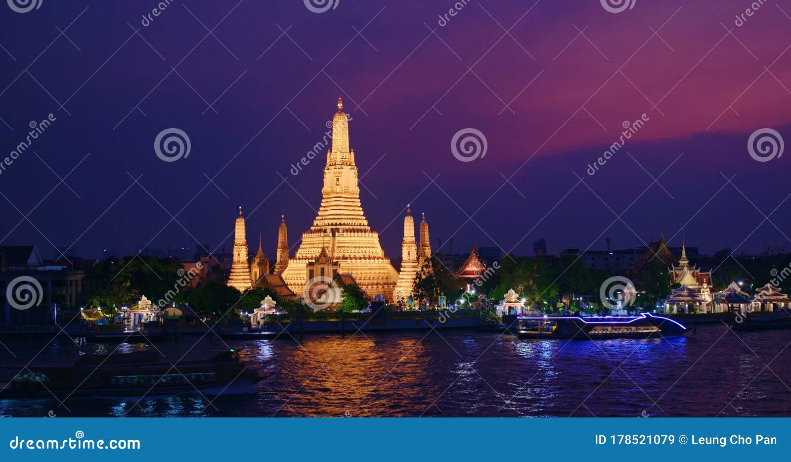 Wat Arun at sunset stock image. Image of thai, architecture - 178521079