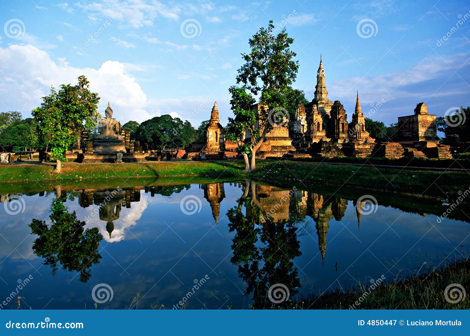 Wat Mahathat, Sukhothai, Thailand, Stock Image - Image of clouds, luang ...