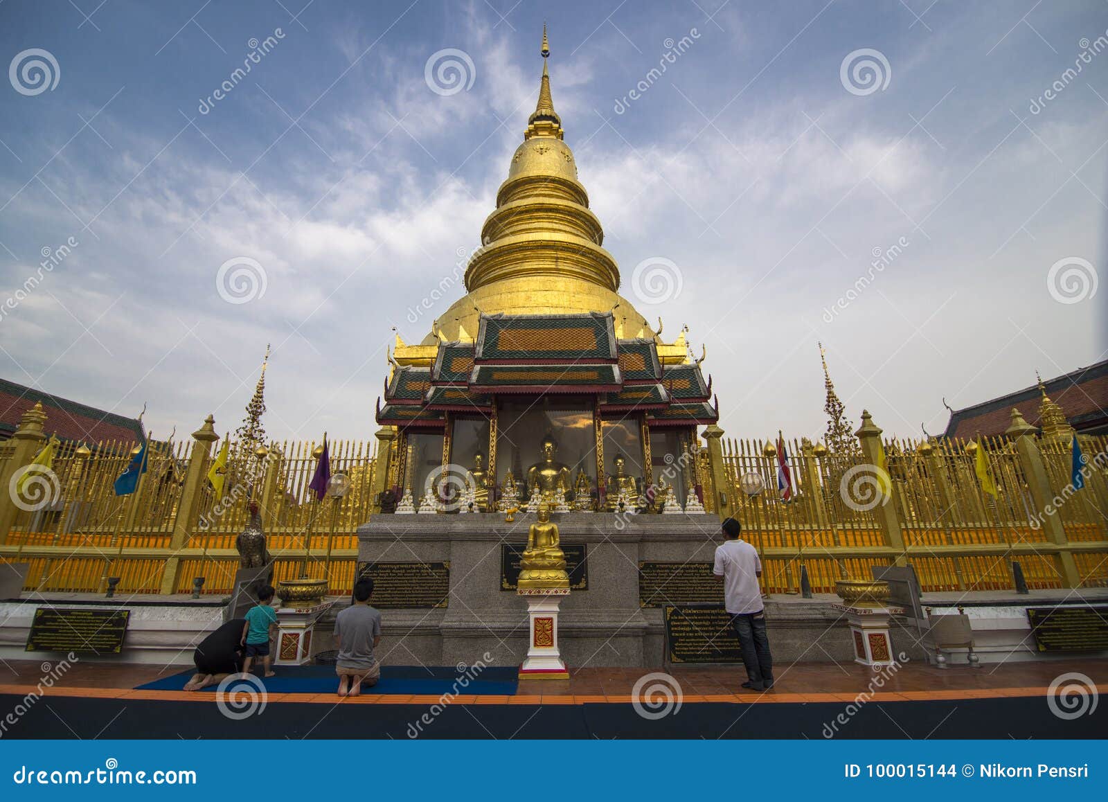 Wat phra that hariphunchai editorial stock image. Image of phra - 100015144