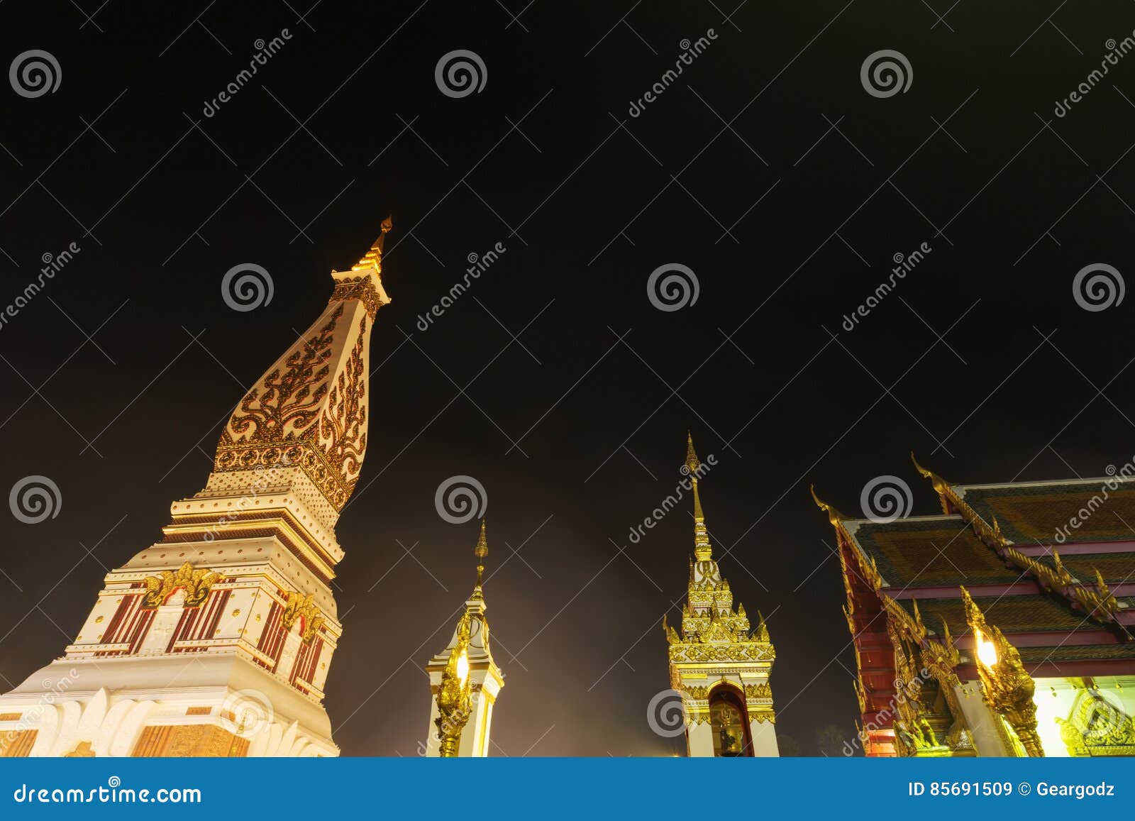 Wat Phra that Panom Temple at Night, Nakhon Phanom, Thailand. Stock Image - Image of ...
