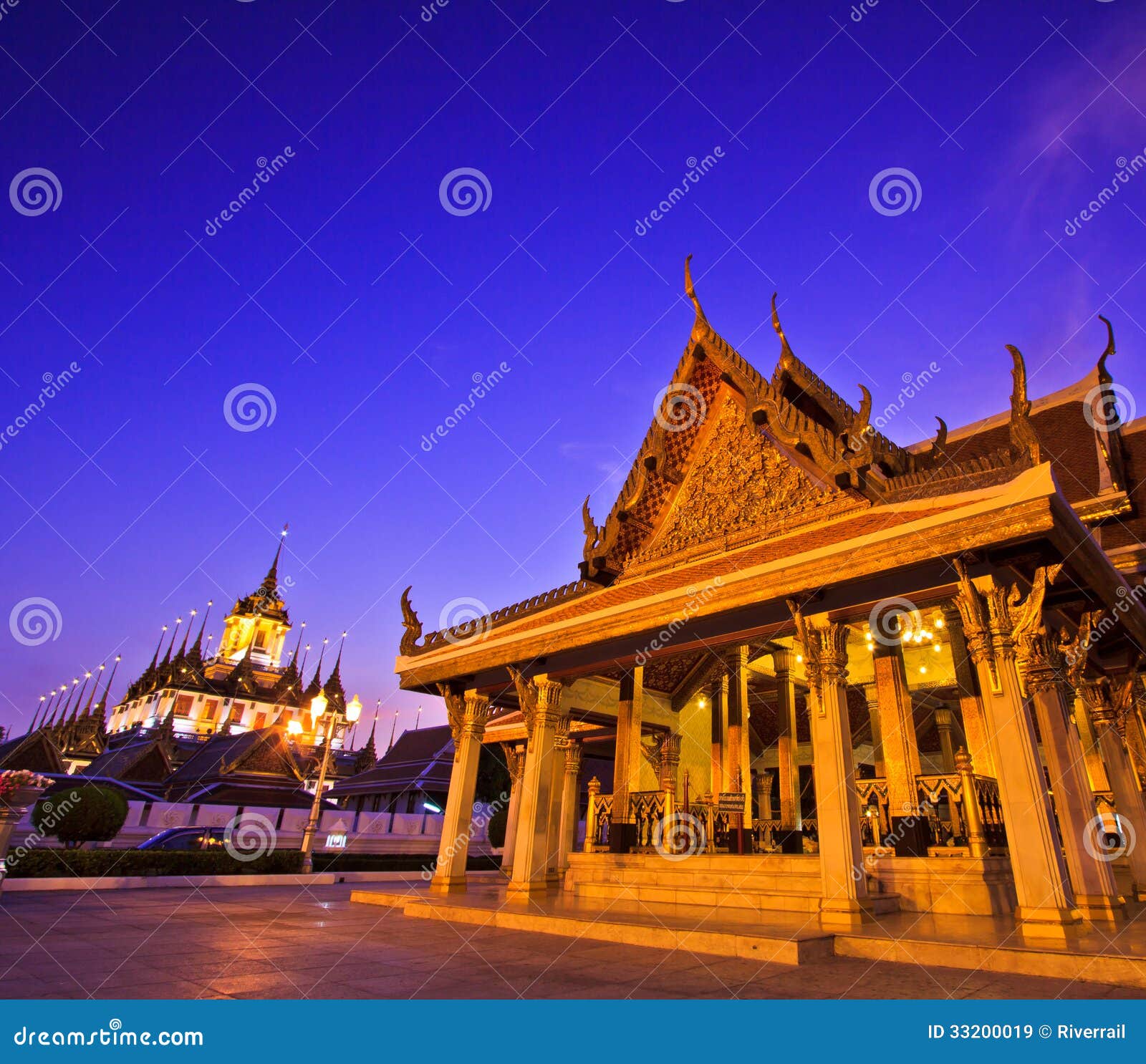 Wat Ratchanaddaram in the Sunset Stock Image - Image of ratchanaddar ...